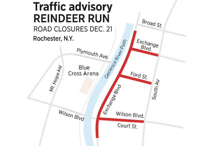 Traffic advisory: Road closures for Reindeer Run Sunday