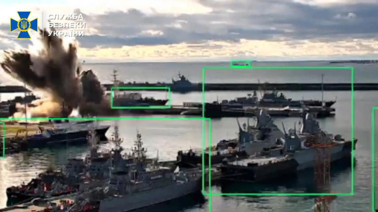 Explosion erupts at Russian naval base as Ukraine uses first-ever ...