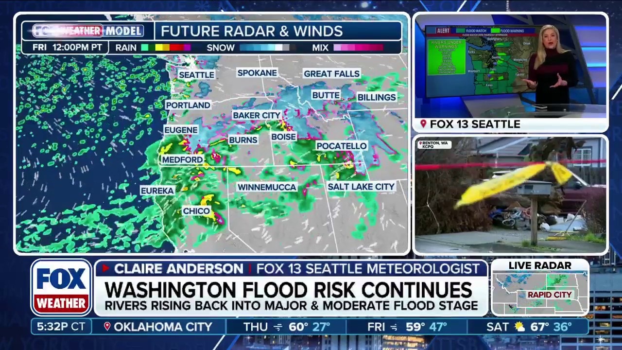 Washington flood risk continues as rivers rising back into major and ...