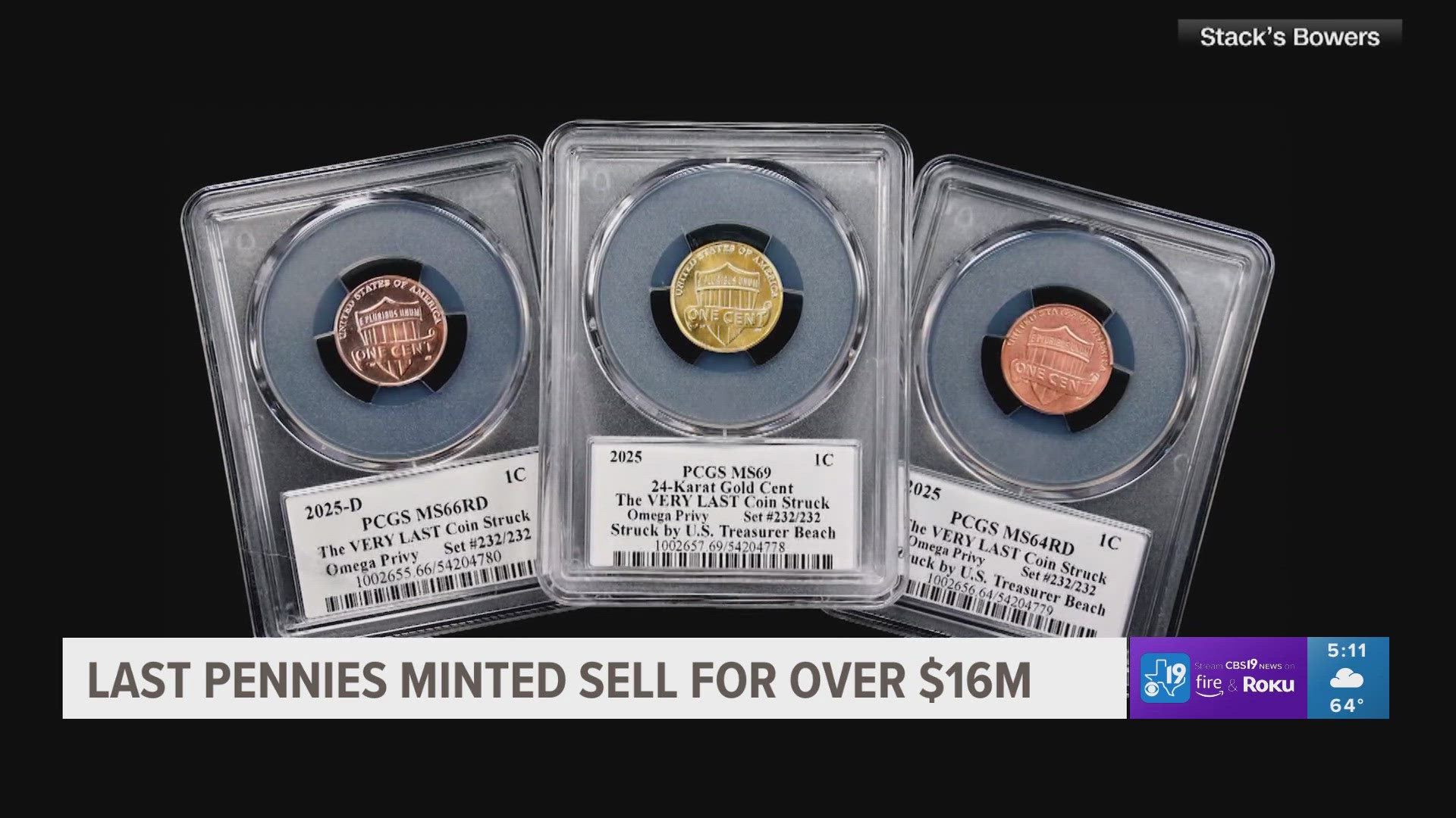 Last US cents sold at auction for a sum of $16.76 million were worth a ...