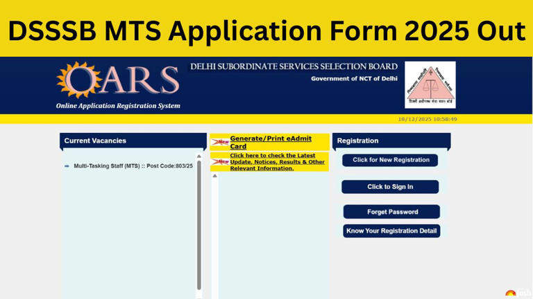 DSSSB MTS Vacancy 2025: Apply Online Starts for 714 Posts at ...