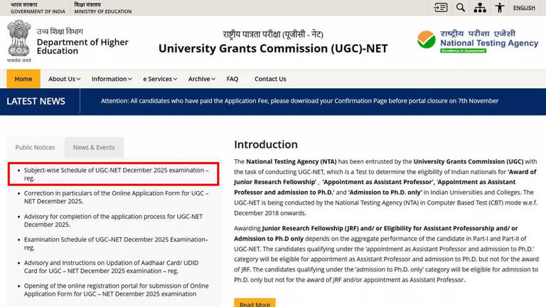 UGC NET December 2025 exam schedule released: Check dates, subjects ...