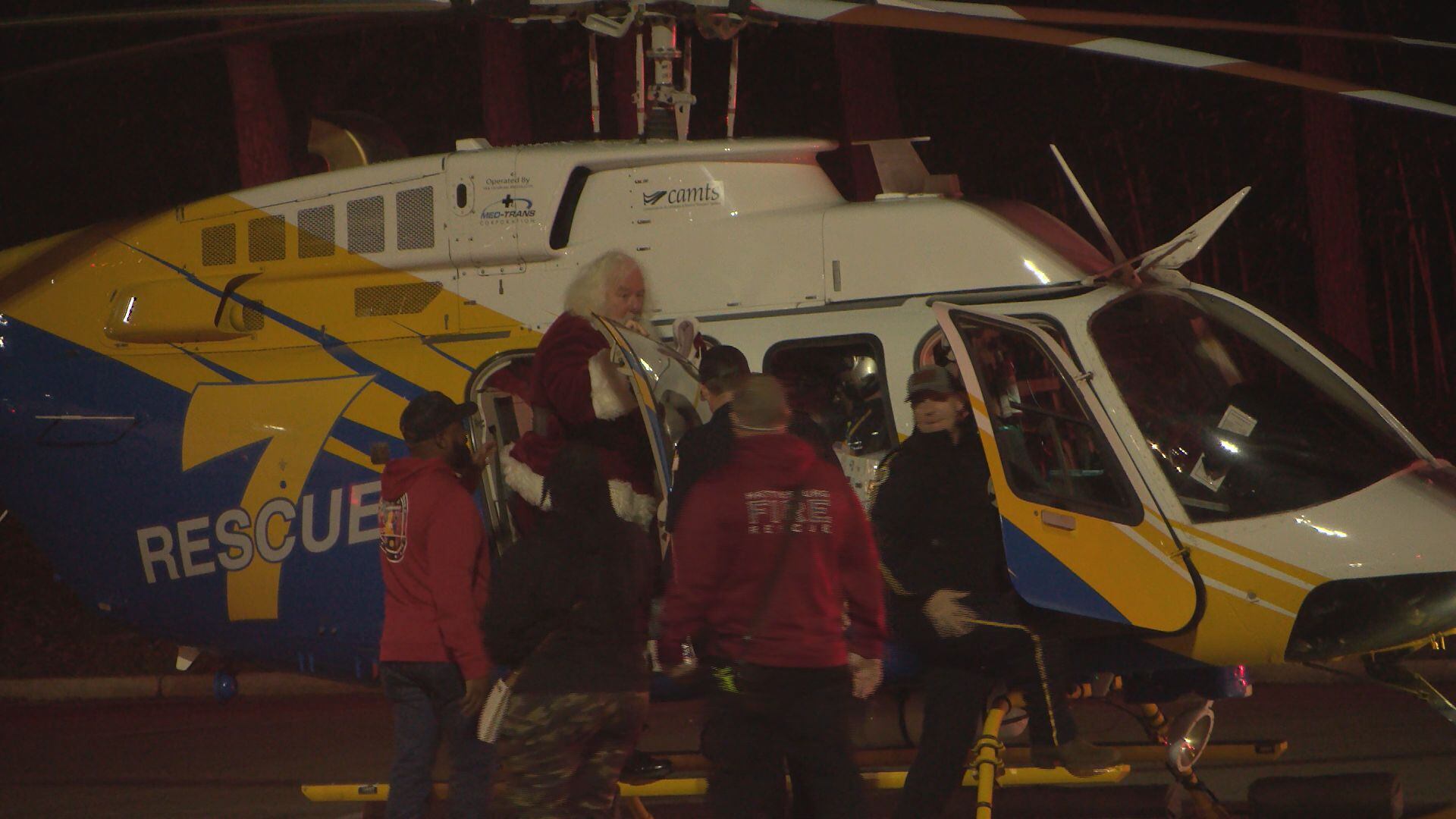 Santa Claus flies in on a helicopter for annual 'Shop with a Kid for Santa'