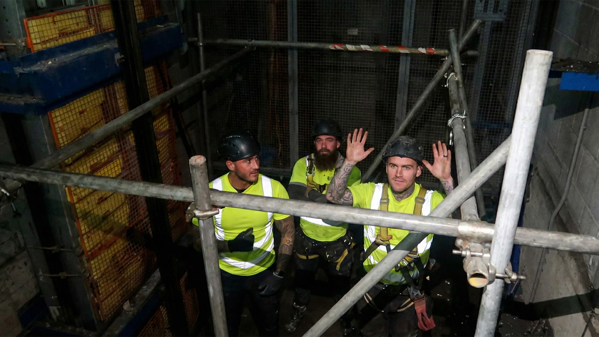 Trapped inside a massive lift during scaffolding set up