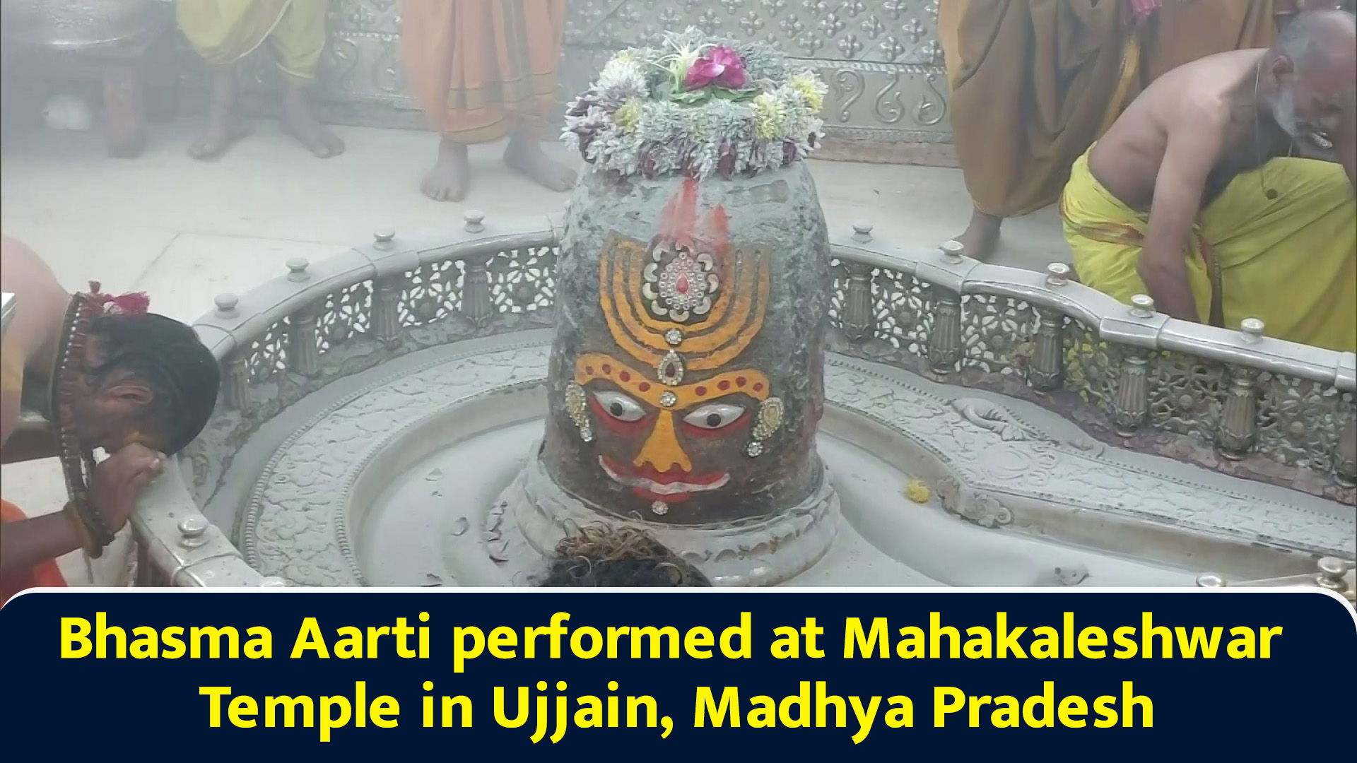 Bhasma aarti performed at Mahakaleshwar Temple in Ujjain, Madhya Pradesh