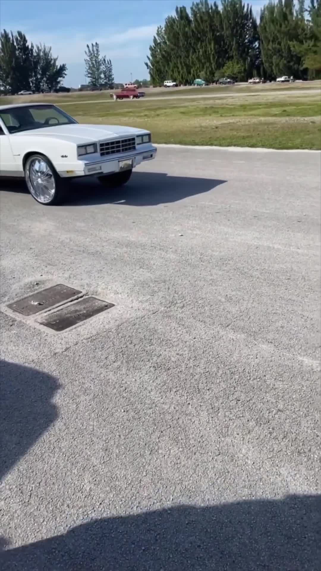 White Chevy Monte Carlo on 26” DUB floaters