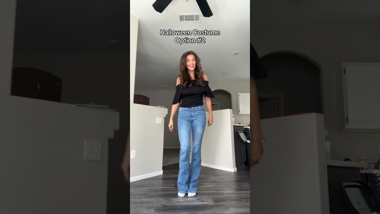 Halloween outfit reaction from model