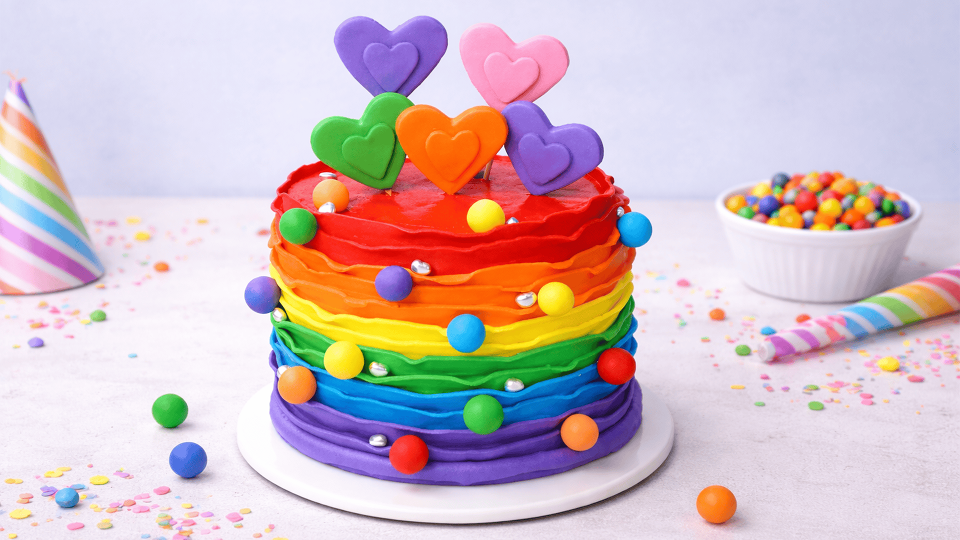 How to make a rainbow heart party cake
