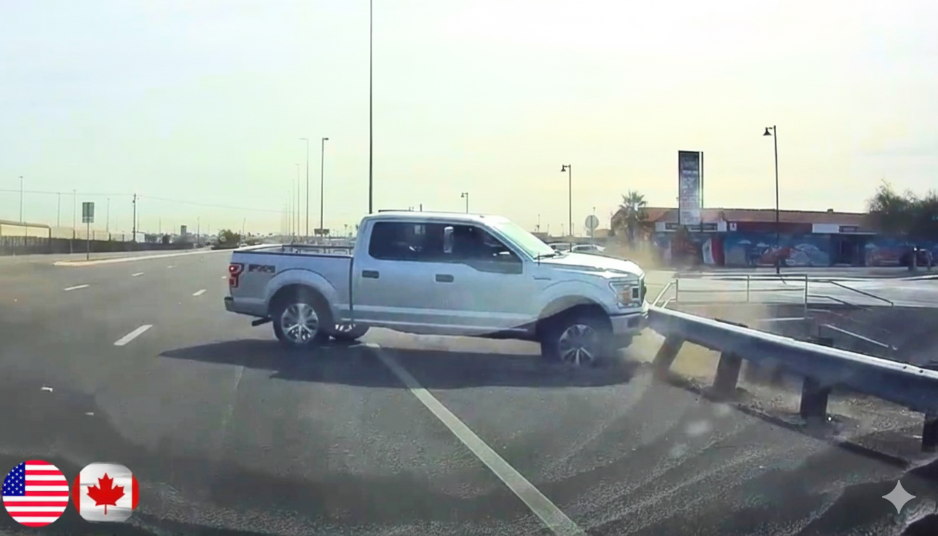 Car slams into barrier after losing control