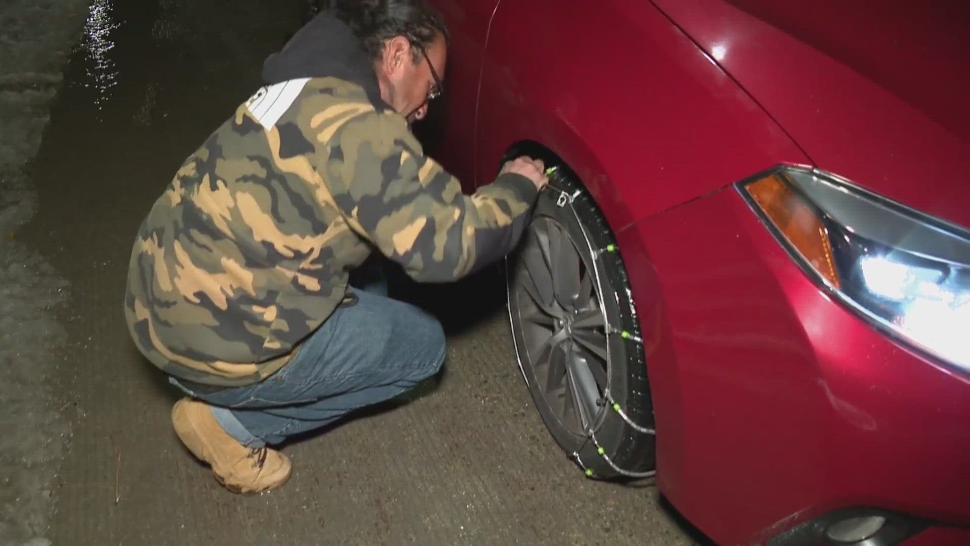 Chain control slows Christmas Eve travel on I-80 near Donner Summit