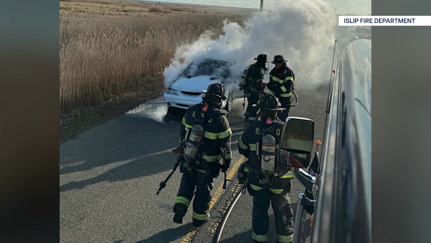 Car fire erupts near Islip Beach