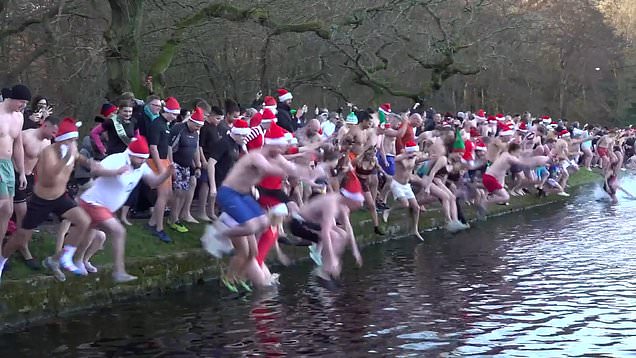 Swimmers take traditional festive dip in Birmingham