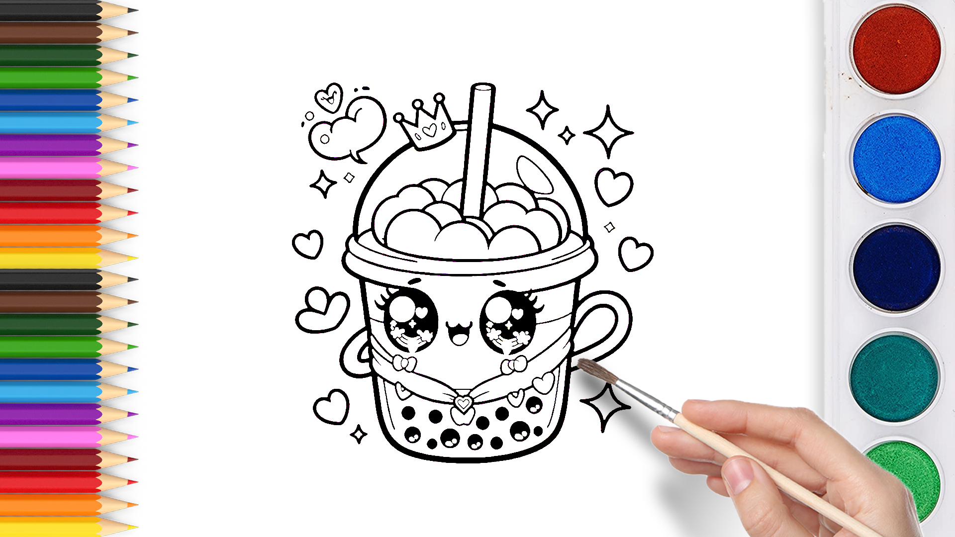 Coloring in bubble tea drawing
