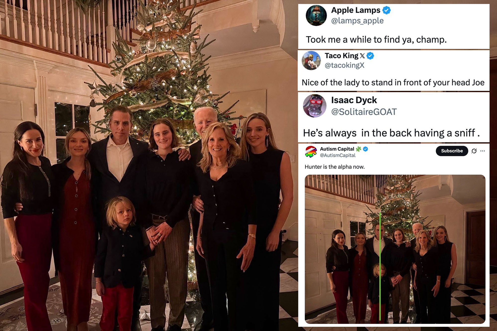 Biden shares perplexing family Christmas photo with himself hidden in ...