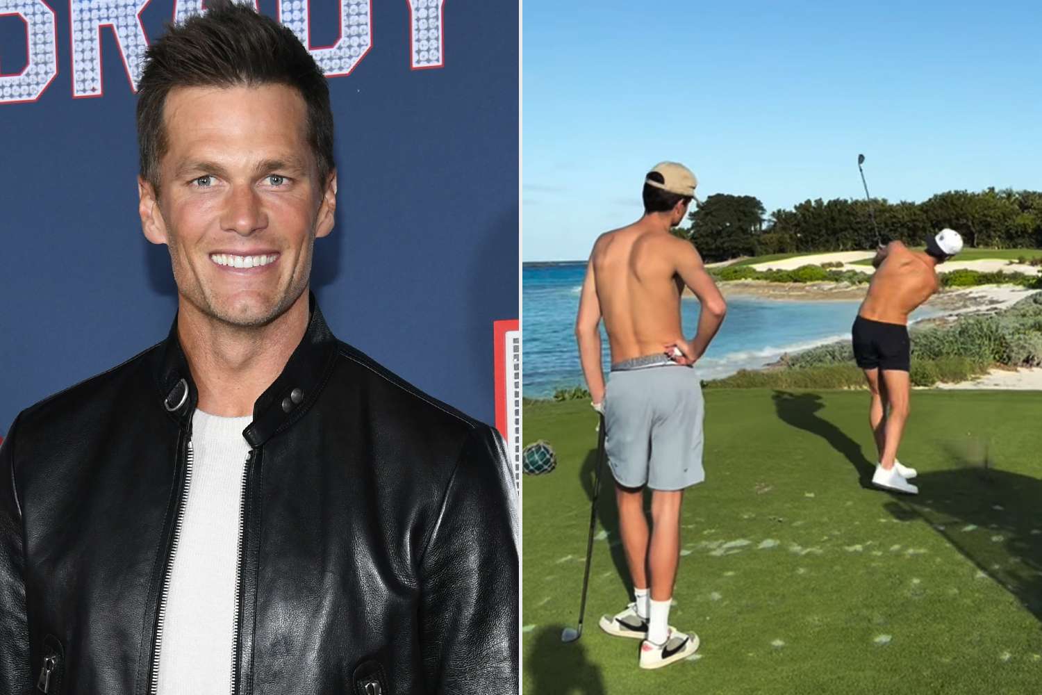 Tom Brady and son Jack, 18, play a shirtless round of golf in the ...