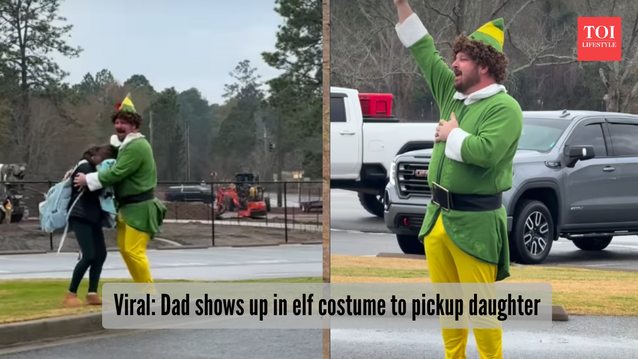 Dad's elf fancy dress goes viral as he pranks daughter in full ...