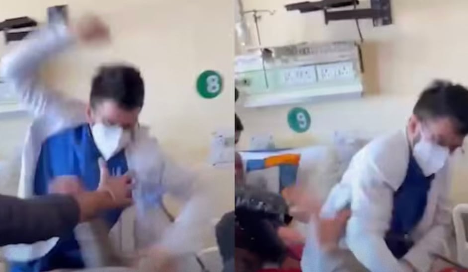 Registran brutal golpiza de un médico a un paciente en un hospital de ...