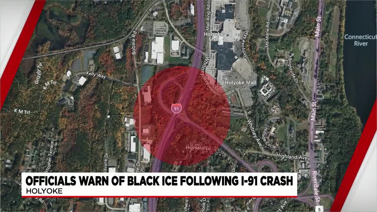 Officials warn of black ice after I-91 crash