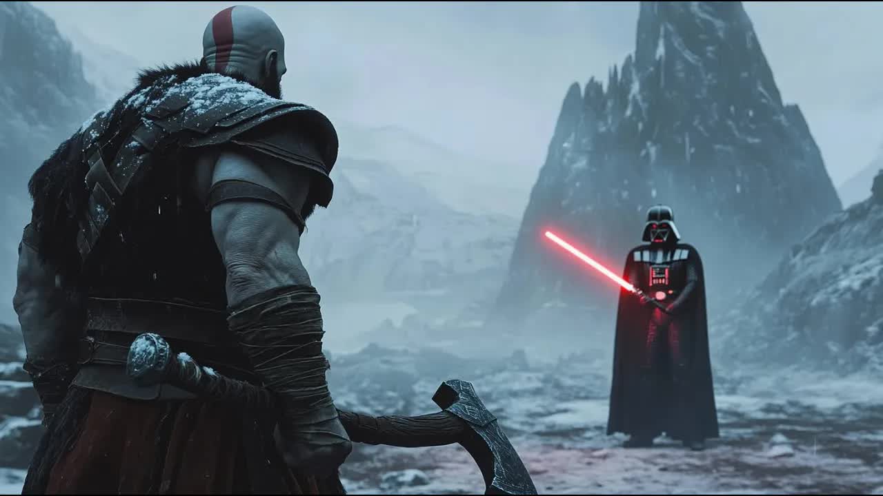 Tales of the Star Wars galaxy: Darth Vader encounters Kratos the God of War