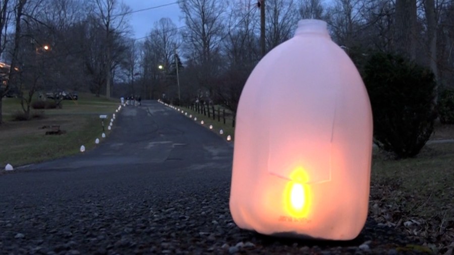 Milk jug luminaries light up Fairmont neighborhood