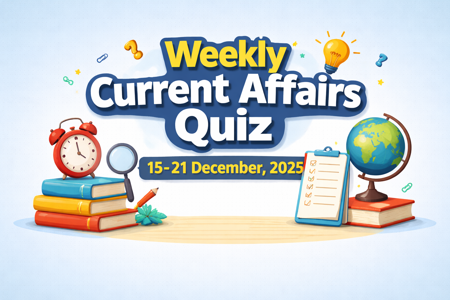 Weekly current affairs quiz 15–21 December, 2025; latest GK & current ...