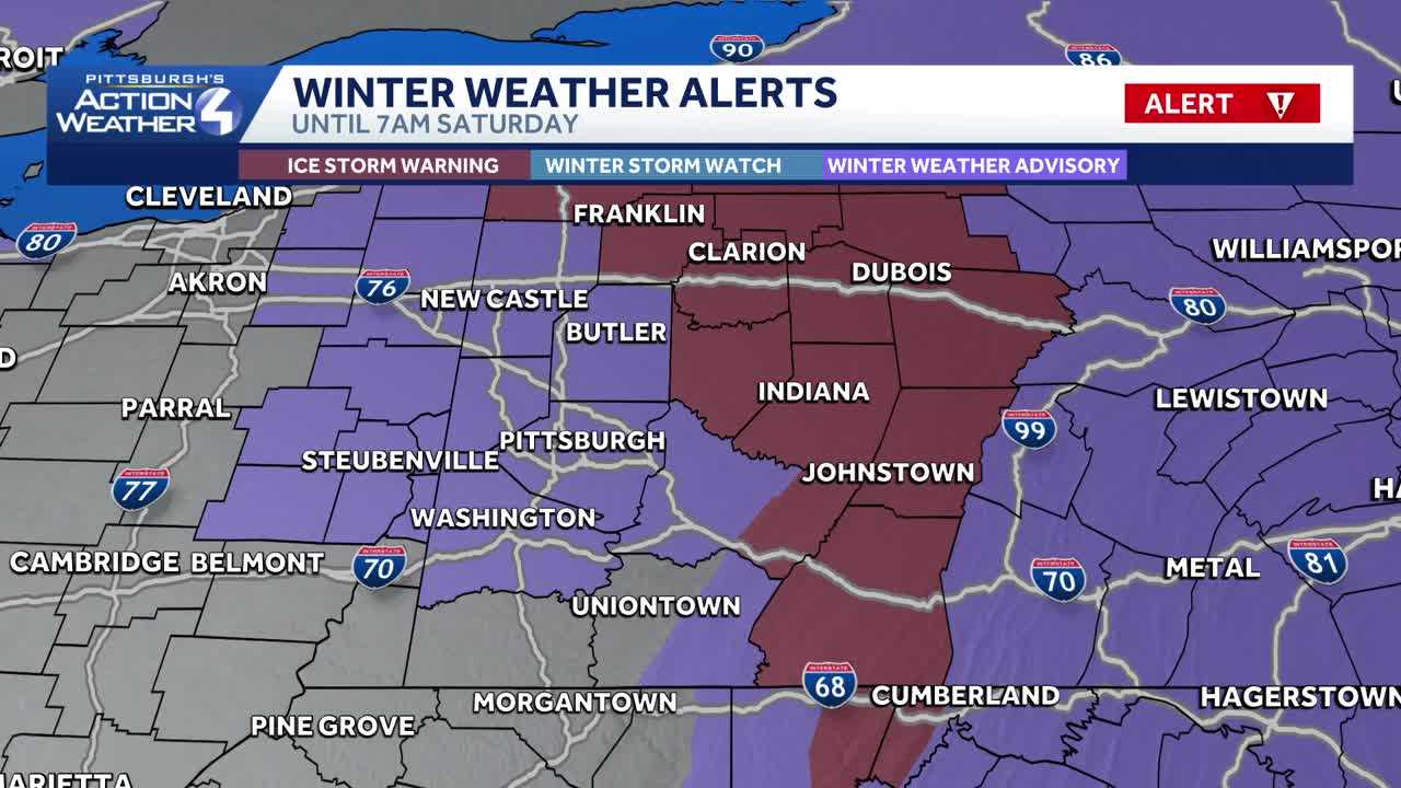 Winter weather advisory covers Pittsburgh area, surrounding counties Friday