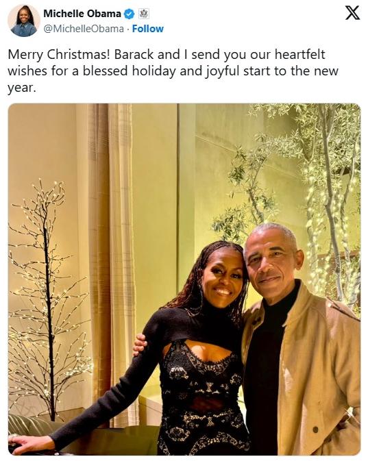 Barack and Michelle Obama share warm 'Merry Christmas' message for 2025 ...