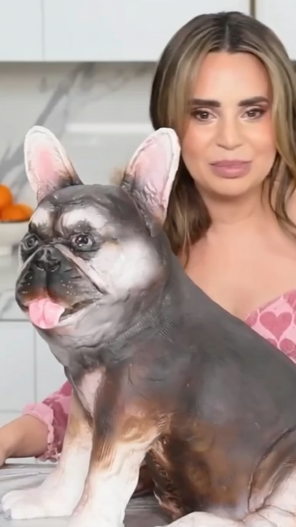 Creating a French bulldog shaped cake