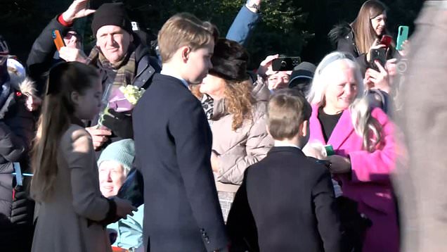 George, Louis and Charlotte greet crowd waiting for royals outside ...