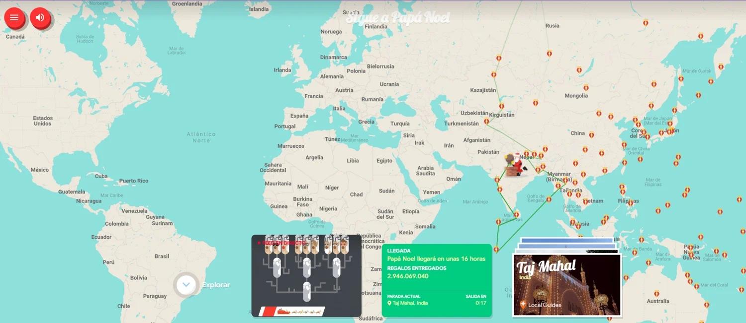 Track Santa Claus as he delivers gifts around the world