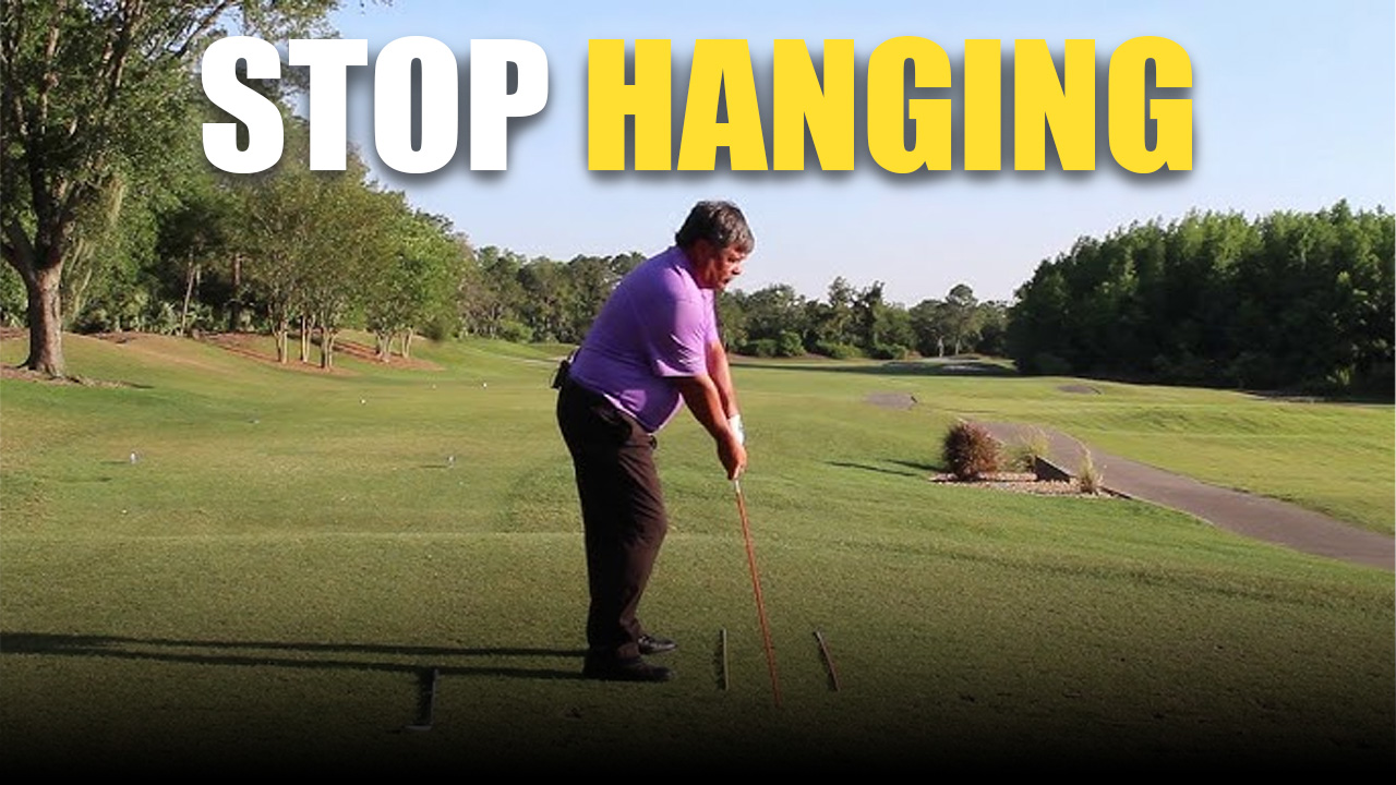 This simple 'drag the stick' drill fixes hanging back in your swing