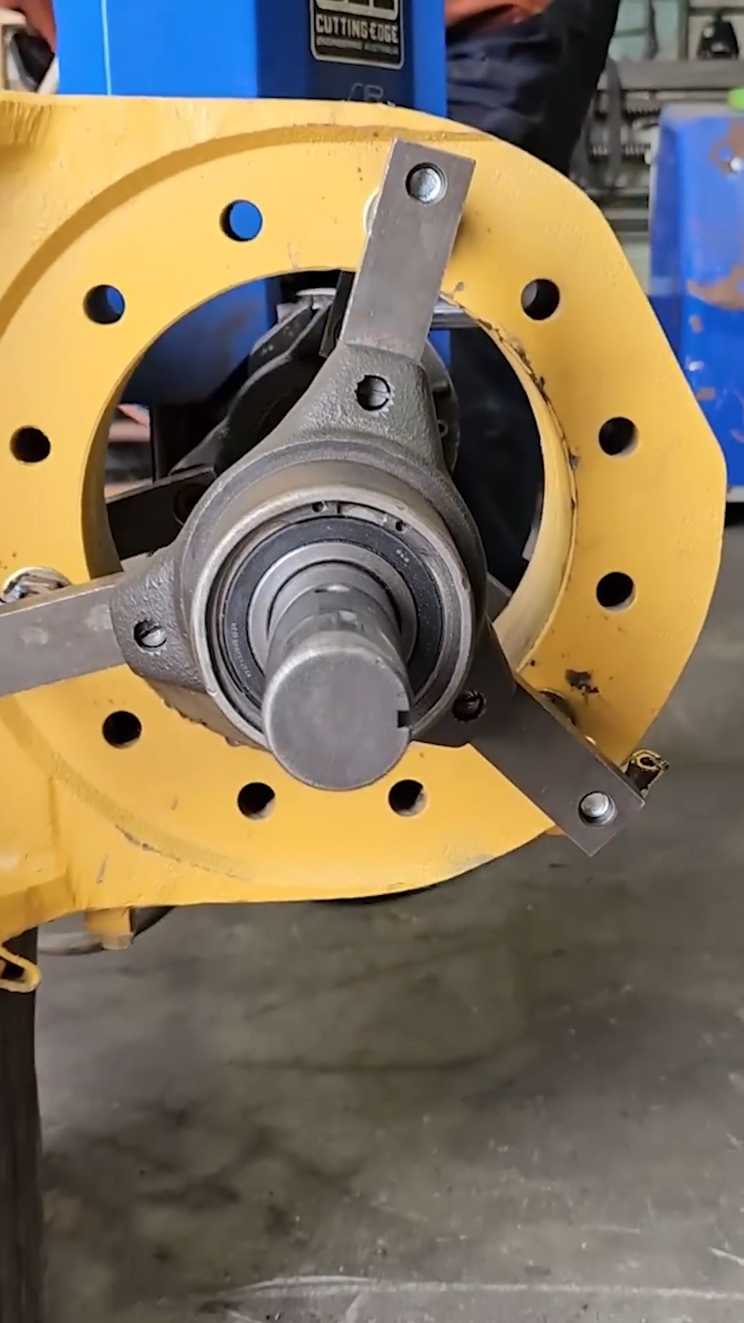 Precision line-boring a massive mining A-frame