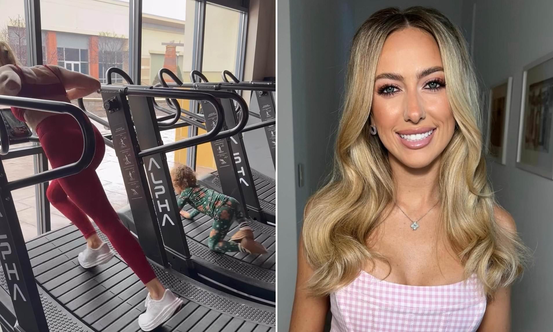 Brittany Mahomes' kids take scary fall off treadmill while working out ...