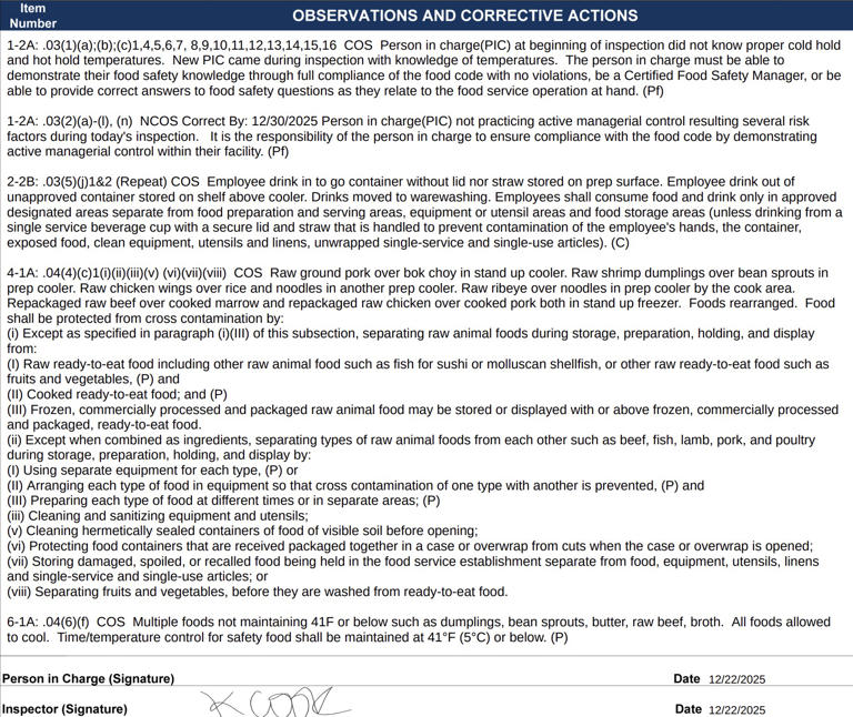 Health inspectors cite multiple violations at Vietnamese restaurant in ...