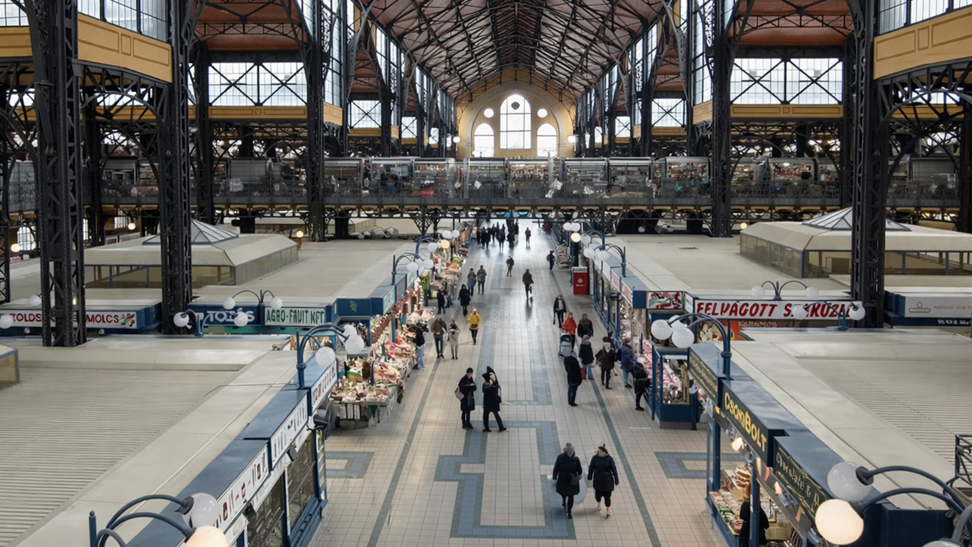 Inside Budapest food market and streets around it
