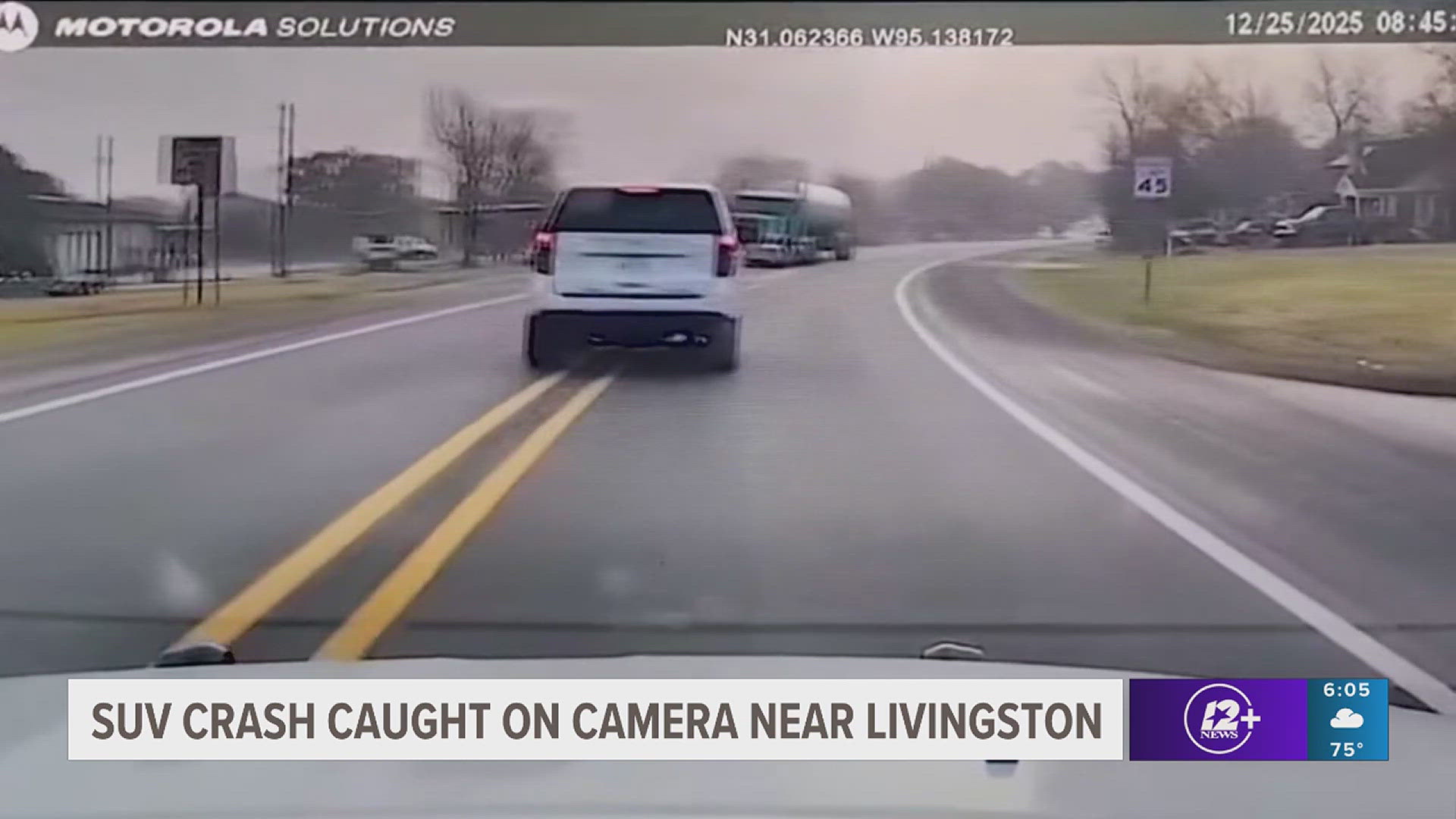 Dashcam shows moment SUV crosses lane into oncoming truck near Livingston