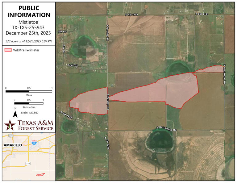 Mistletoe Fire burns 523 acres in Randall County, now fully contained