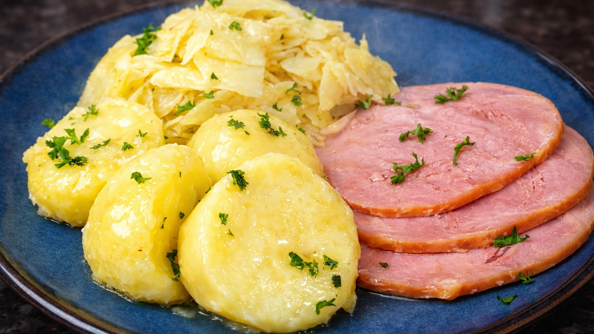 Slow cooker ham with cabbage and potatoes