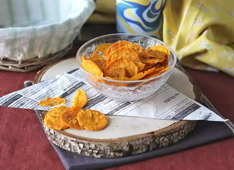 Microwave sweet potato chips
