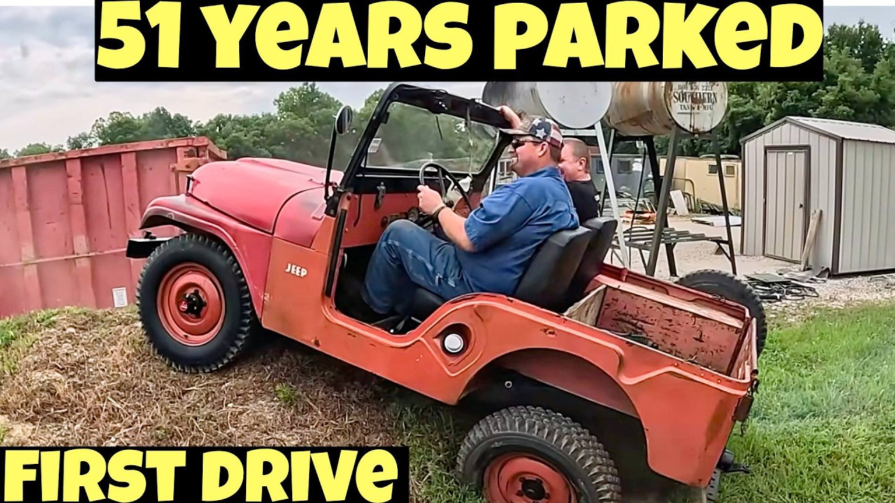 1955 Willys CJ5: 51 years parked... first drive