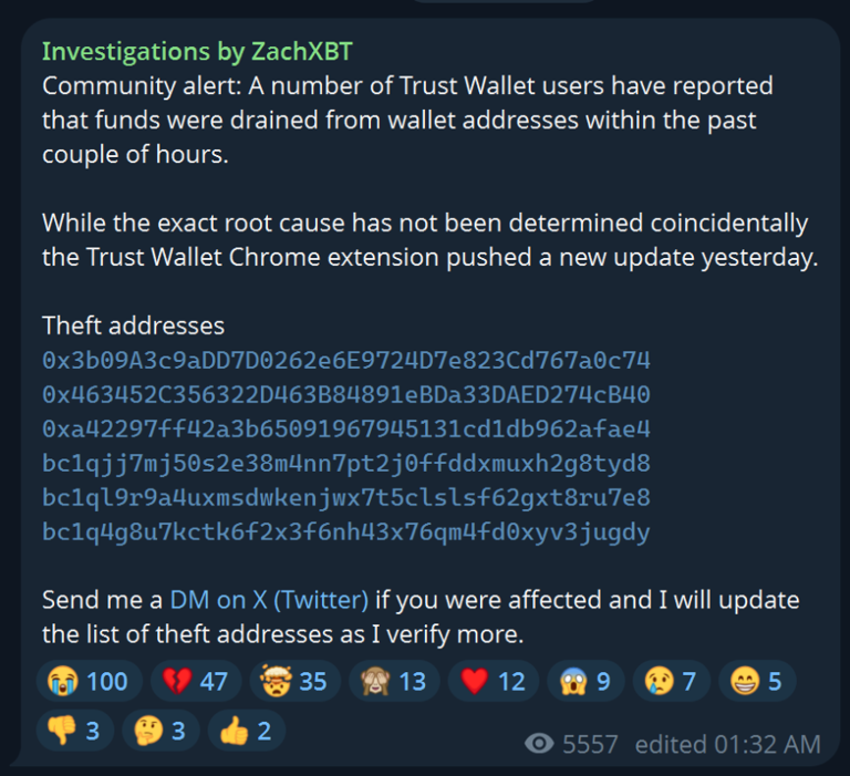 Trust Wallet users report millions stolen on Christmas Day