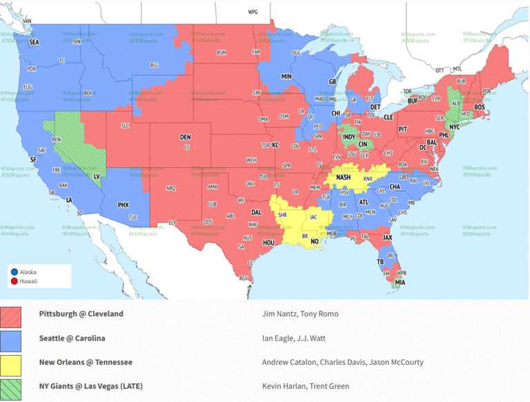 Cleveland Browns vs. Pittsburgh Steelers: Week 17 TV map