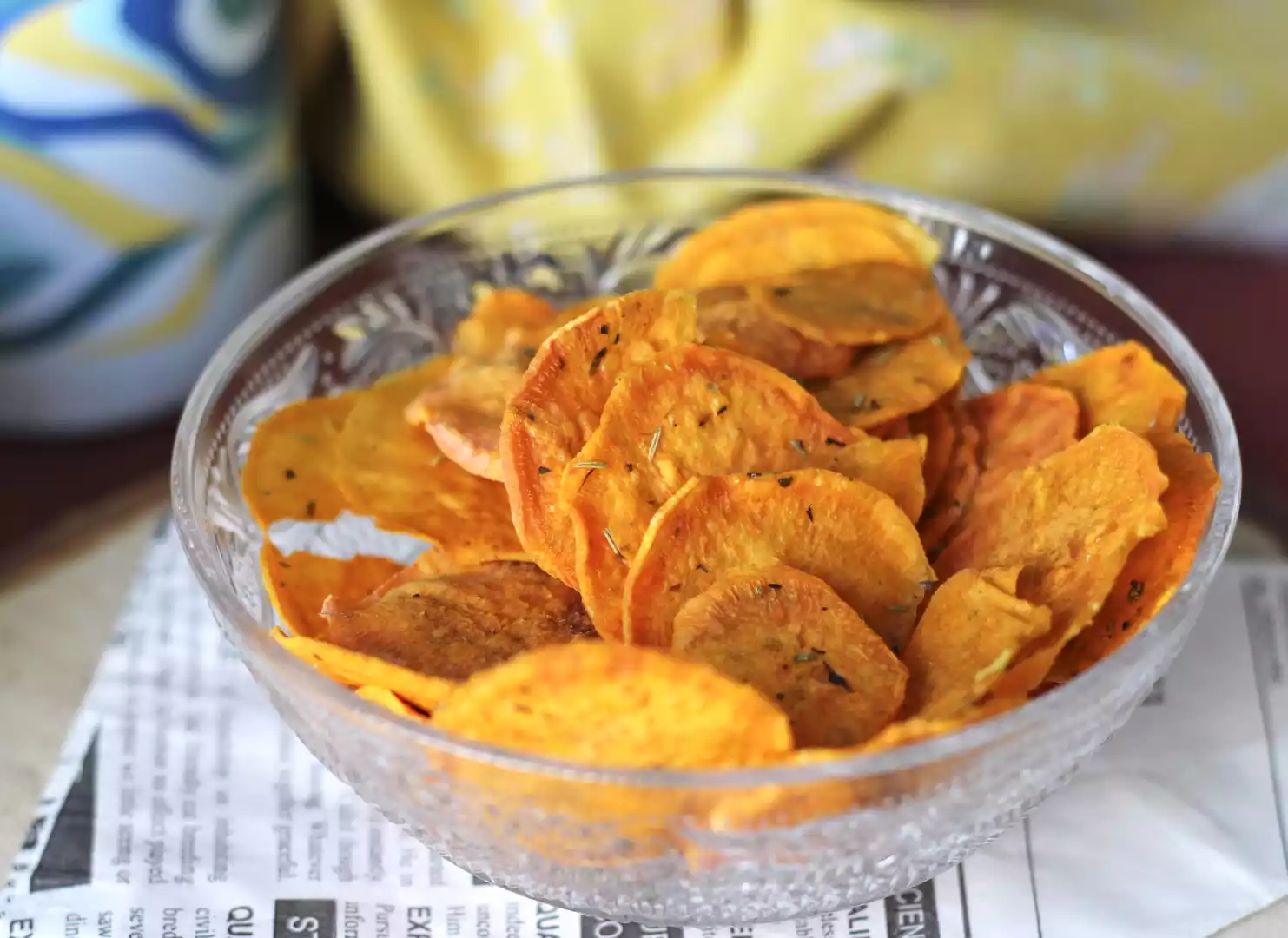 Microwave sweet potato chips