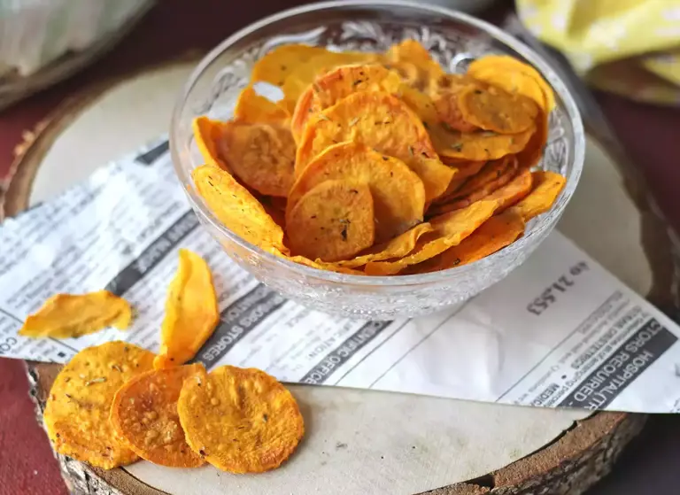 Microwave sweet potato chips