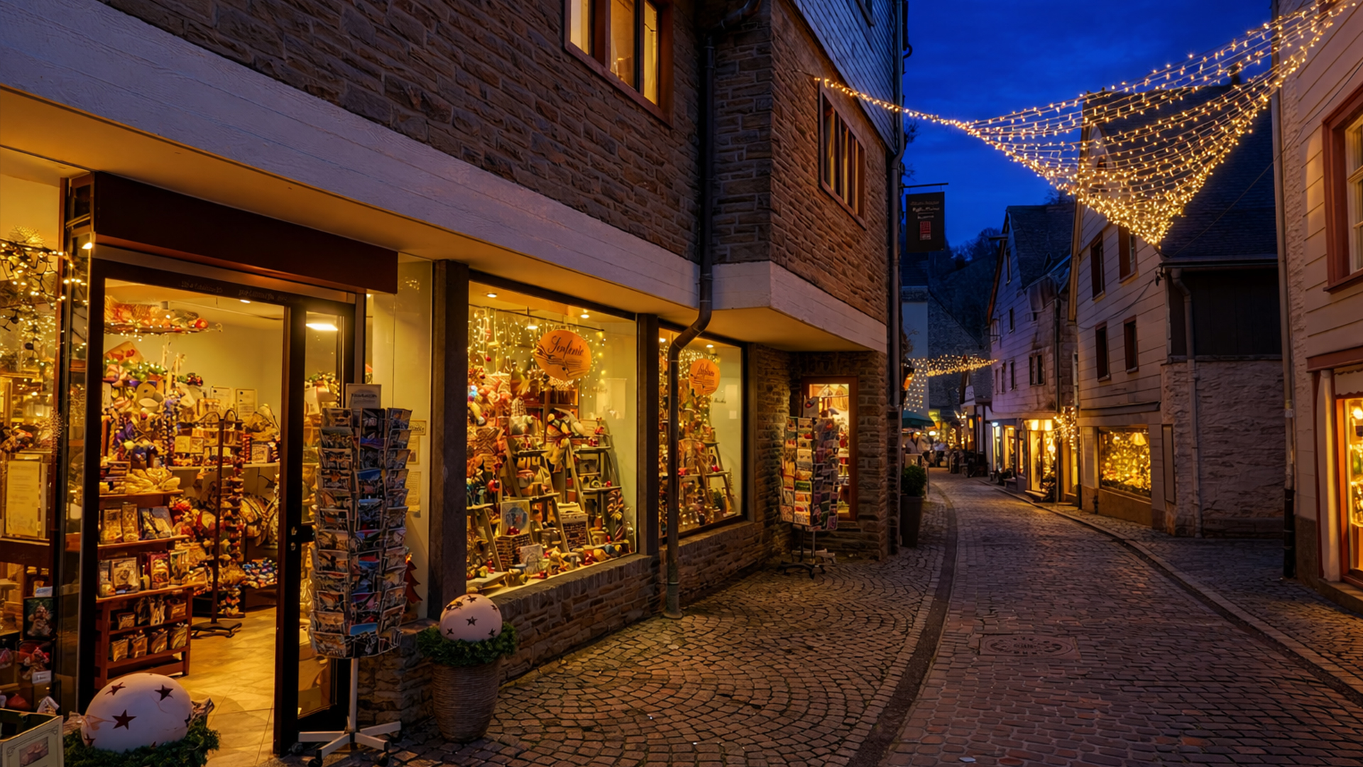 Monschau Christmas market: Medieval evening walk (4K)