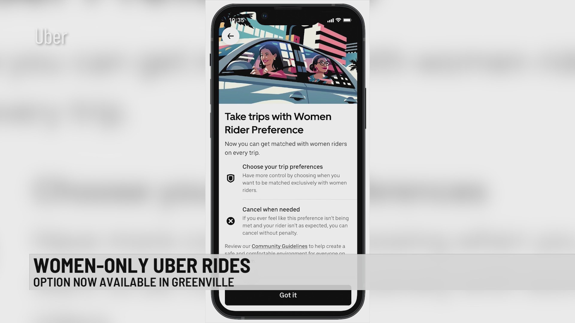 Uber offers women-only rides in Greenville
