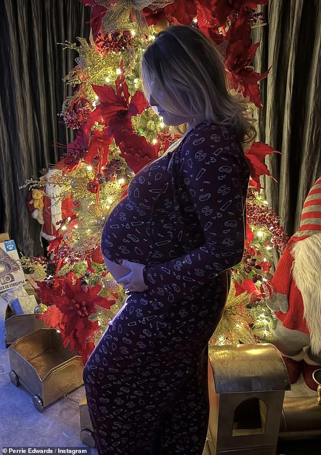 Perrie Edwards cradles her baby bump in sweet Christmas snaps as she ...