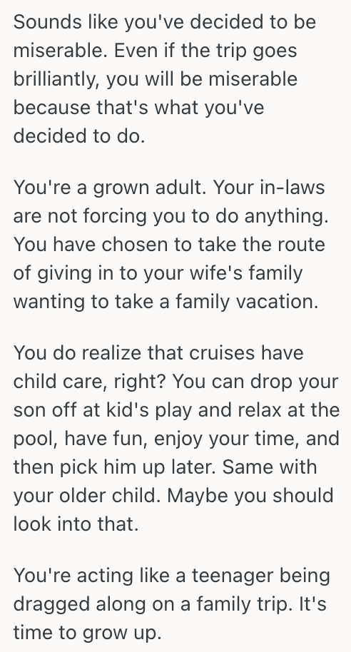 Father of two has been invited on a cruise with his in-laws, but he ...