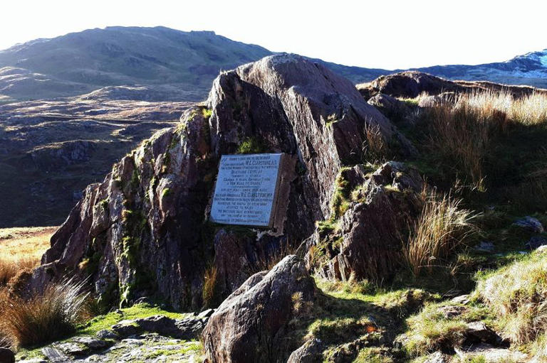 Eryri Boxing Day walk on Watkin Path with waterfalls and historic quarry