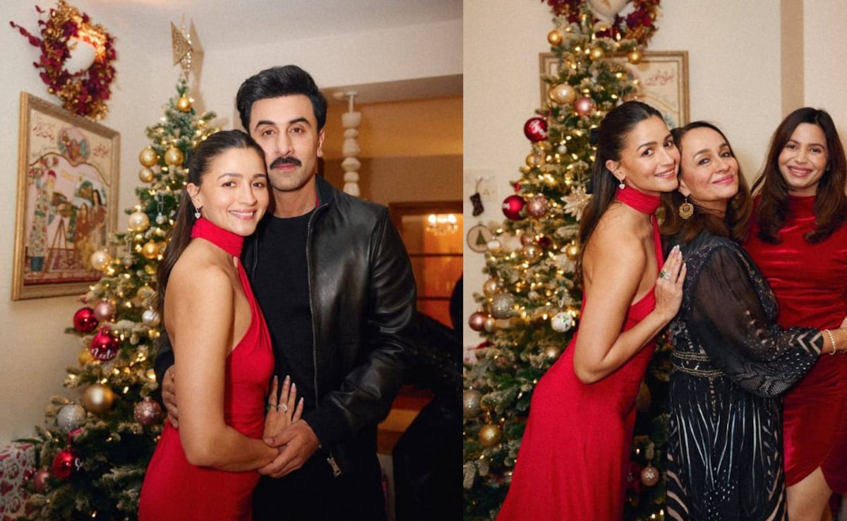 Alia Bhatt stuns in a Rs 28,000 red saree dress at Christmas ...